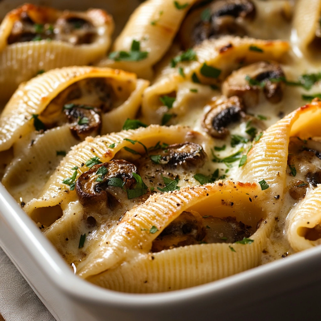 Creamy Garlic Mushroom Stuffed Shells