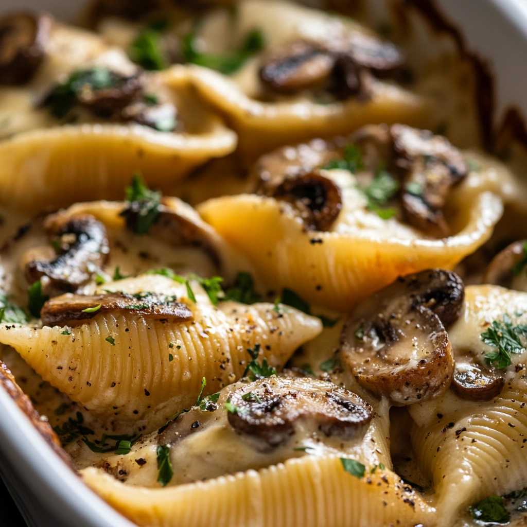 Creamy Garlic Mushroom Stuffed Shells