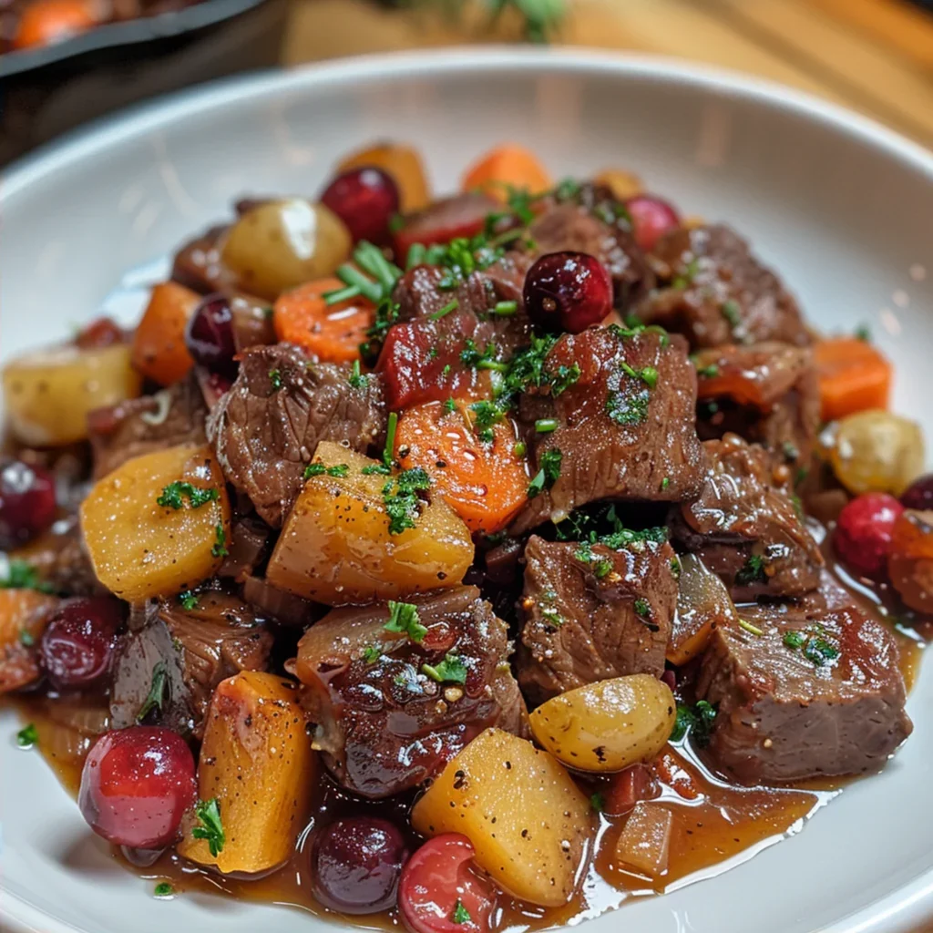 Cranberry Apple Beef Stew Ready in 1 Hour for Fall Comfort